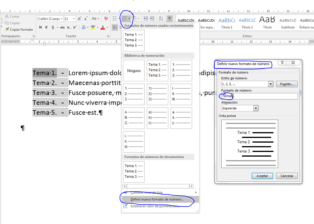 Formatos de numeración personalizados. Incluir Tema, capítulo etc en la ...