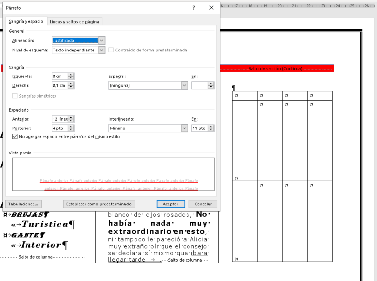 Alto de fila en tablas de Word - WordExperto