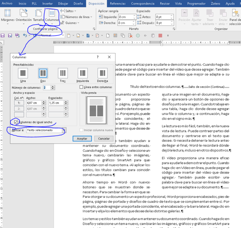 Insertar columnas en Word - WordExperto