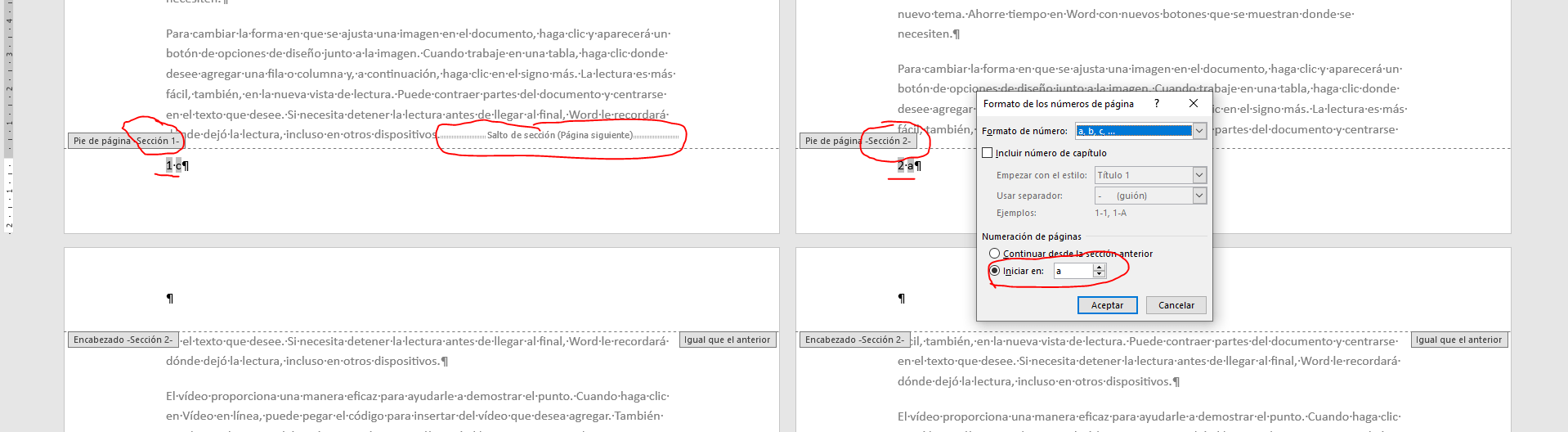 Numeración de páginas del tipo 1a 1b 2a 2b. - WordExperto