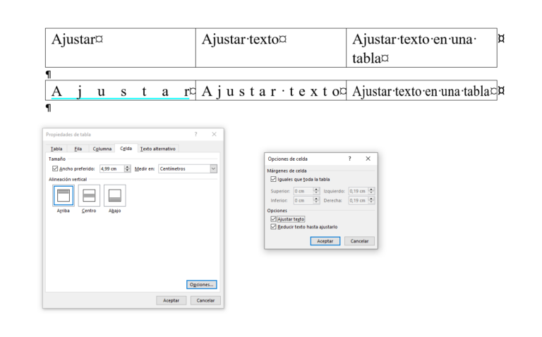 Ajustar texto en una tabla - WordExperto